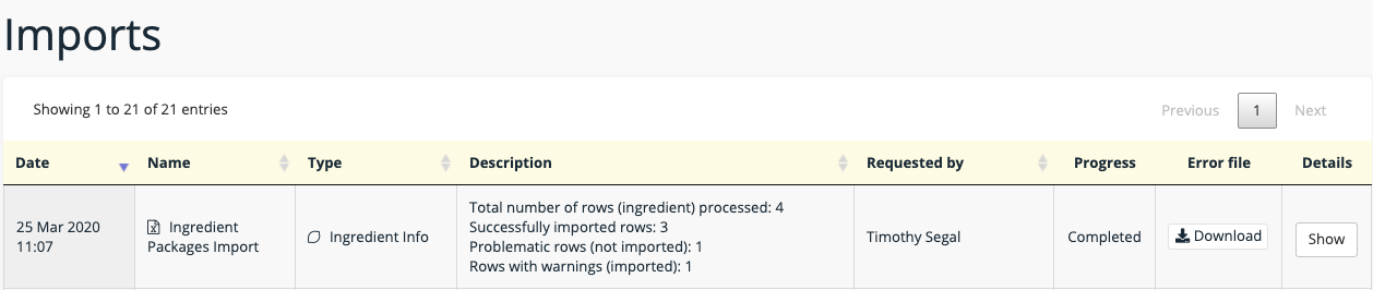 Importing packages and pricing using the package import file